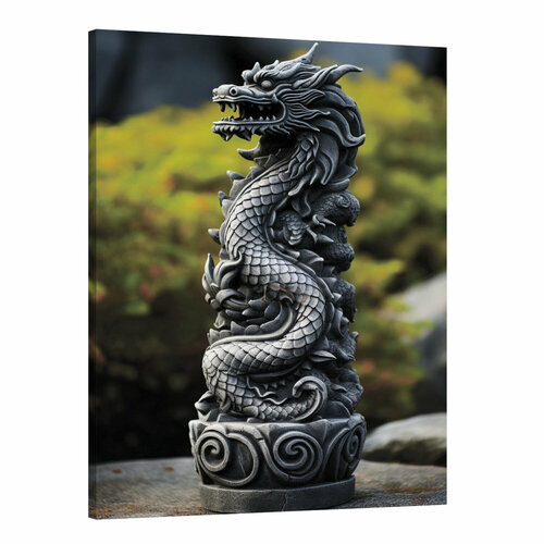 Интерьерная картина 50х70 "Скульптура китайский дракон"