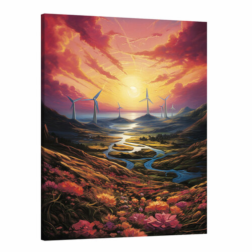 Интерьерная картина 50х70 "Ветряки пейзаж"