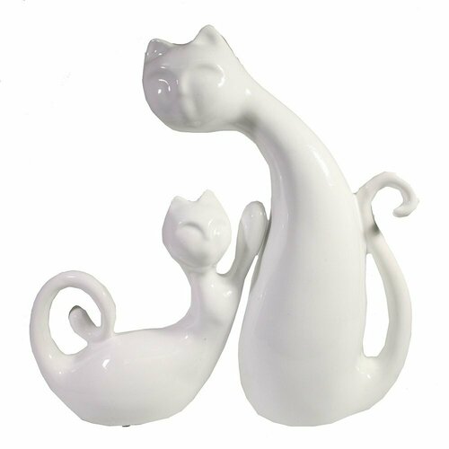 Набор из 2-х декоративных фигурок Кошки, цв. белый, 16,5*7*16см (маленькая), 17*9*26,5см (большая) KSMR-713424/I066
