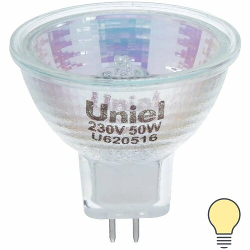 Лампа галогенная Uniel GU5.3 50 Вт свет тёплый белый