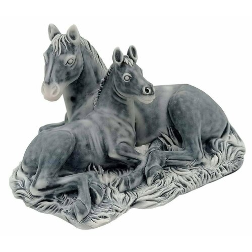 Статуэтка Лошадь с жеребенком 10,5 см мраморная крошка
