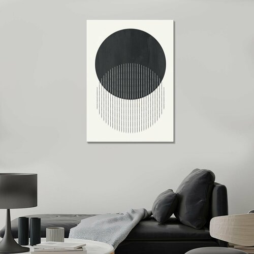 Интерьерная картина на стену, картина на холсте для интерьера в спальню, гостиную, кухню, офис - Чёрно-белые круги (1) 50х70