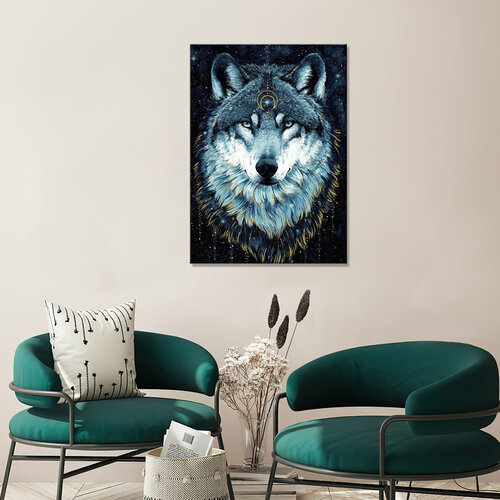 Интерьерная картина на холсте - Волк с золотом 30х40