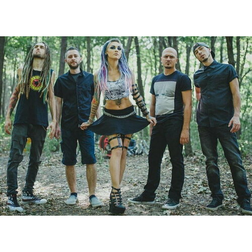 Плакат, постер на холсте музыкальной группы из Молдовы Infected Rain, играющая в стиле ню-метал и альтернативный метал. Металкор. Размер 60 на 84 см