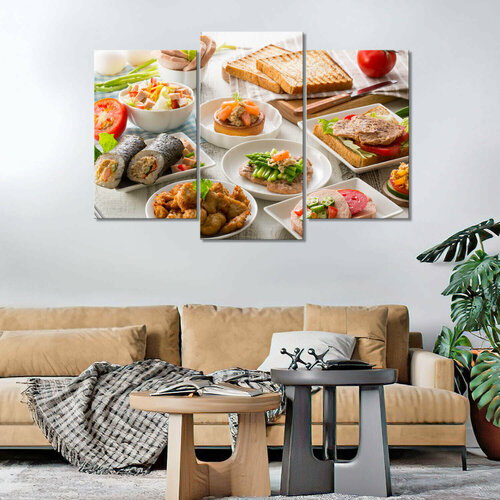 Модульная картина/Модульная картина на холсте/Модульная картина в подарок/вкусная яркая еда-delicious bright food 120х80