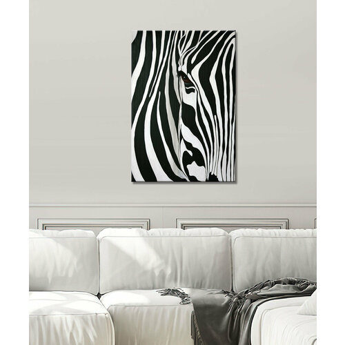 Картина - Зебра, полосатая зебра, красивая зебра, глаза зебры (21) 40х60