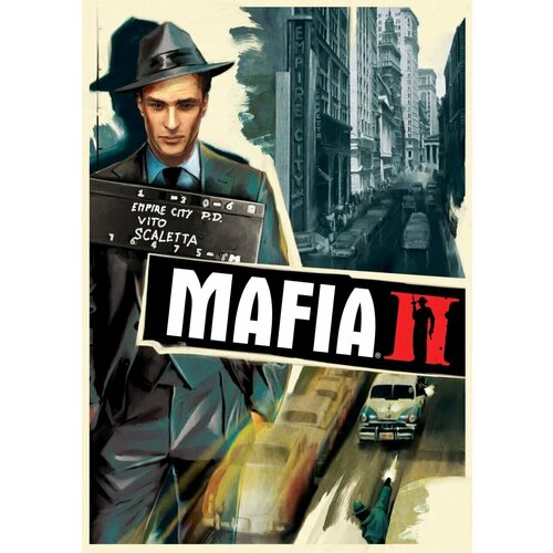 Плакат, постер на холсте Mafia II (2010г). Размер 30 х 42 см