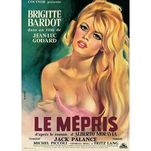 Плакат, постер на бумаге Презрение (Le mepris), Жан-Люк Годар. Размер 21 х 30 см