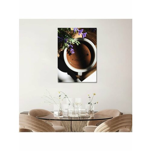 Картина на холсте с подрамником Кофе и цветы 20х30