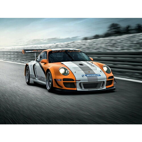 Плакат, постер на холсте Porsche 911 GT3/Порше/авто/автомобиль/машина. Размер 60 х 84 см