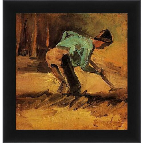 Плакат, постер на холсте Man Stooping with Stick or Spade. Винсент Ван Гог. Размер 21 на 30 см
