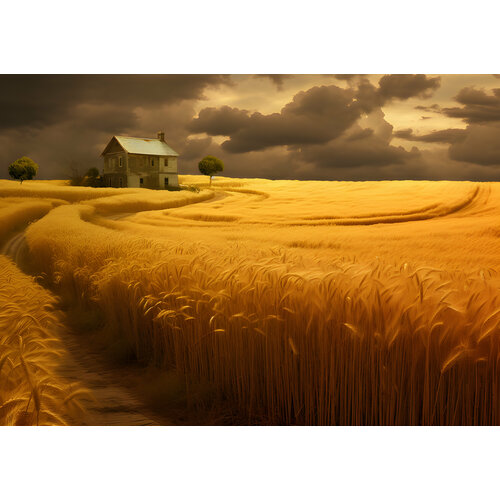 Постер - "Золотые поля пшеницы"на фотобумаге / А1 / в тубусе без рамы