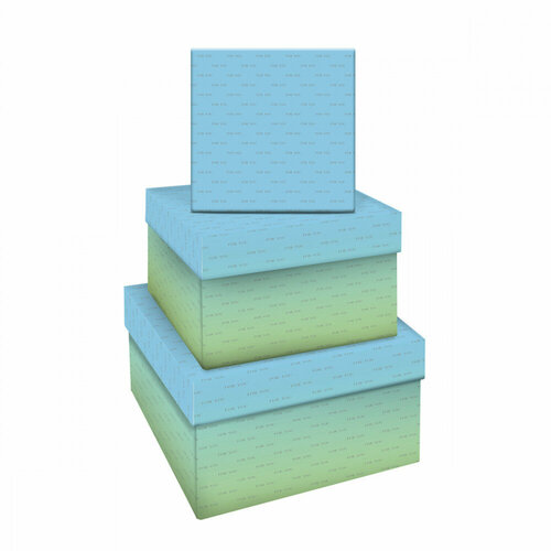 Набор квадратных коробок 3в1 MESHU "Green-blue gradient" (19,5*19,5*11-15,5*15,5*9см) 1 шт