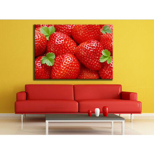 Картина на холсте на стену - Клубника, сочная ягода, вкусная клубника (1), 30х40