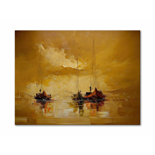 Картина для интерьера на холсте, Юстины Копаня «Рассвет на море», 37х50, холст натянут на подрамник
