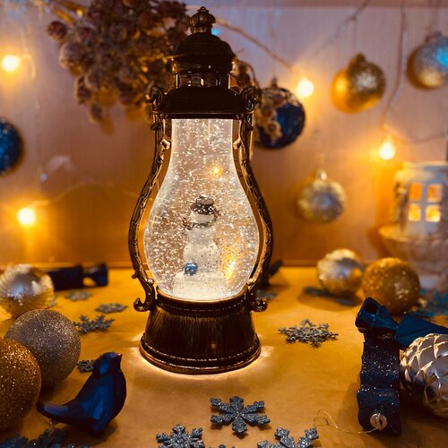 Декоративный новогодний фонарь - Снеговик