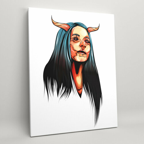 Картина на холсте (интерьерный постер) "Готическая девушка", с деревянным подрамником, размер 45x60 см