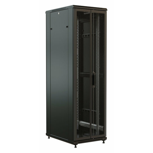 Шкаф серверный WRline (WR-TT-2268-DD-RAL9004) напольный 22U 600x800мм пер. дв. перфор.2ств. задн. дв. пе