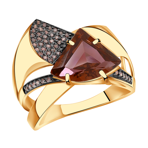 Кольцо Diamant online, золото, 585 проба, фианит, родолит, размер 20, розовый