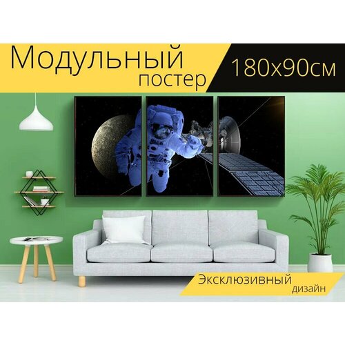 Модульный постер "Астрономия, спутниковое, луна" 180 x 90 см. для интерьера
