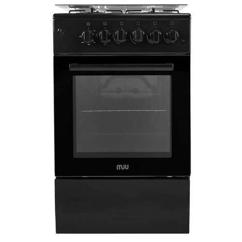 Кухонная плита MIU 5016 ERP черная 50 см, газовая с электрической духовкой, электроподжиг, 3 режима духовки