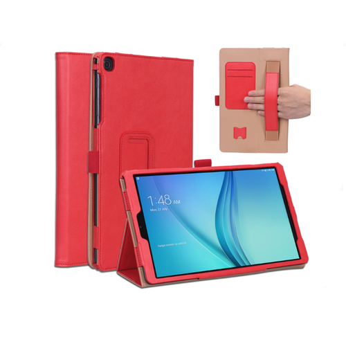 Чехол бизнес класса MyPads Prestige для Xiaomi Mi Pad 5 / Mi Pad 5 Pro 11 с визитницей и держателем для руки красный натуральная кожа