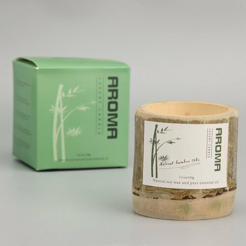 Свеча ароматическая в бамбуке "Кунулун", соевый воск, 25ч, 150 гр, в коробке, 8,5х8 см