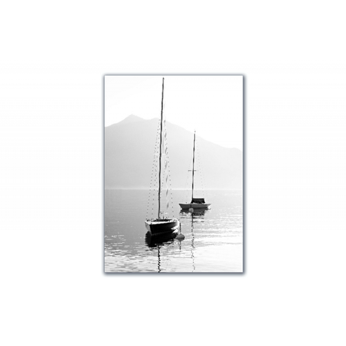 Картина на стекле | Diva Kartina | Природа. Две яхты на озере | 56X80 см | Интерьерный постер