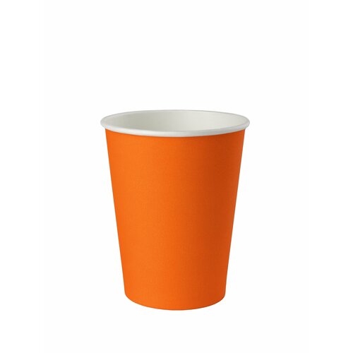 Комплект 1000 шт. Объём 250 мл. Однослойный бумажный одноразовый стакан. Цвет Оранжевый. Для горячего и холодного питья, кофе, чая, воды, напитков. Без крышки.