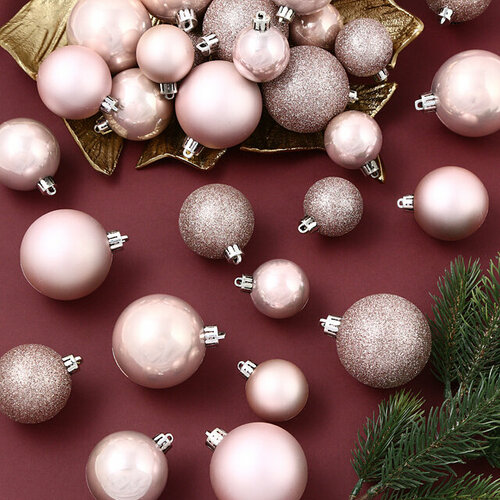Winter Deco Набор пластиковых шаров Luminous - Розовый Бутон, 4-6 см, 30 шт 9022937