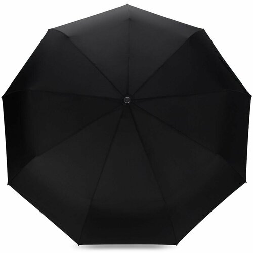 Зонт Popular, автомат, 3 сложения, купол 113 см., 9 спиц, ручка натуральная кожа, чехол в комплекте, для мужчин, черный