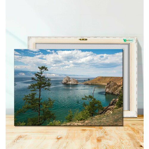 Картина на холсте для интерьера Озеро Байкал Бурятия, природа Байкала 20х30