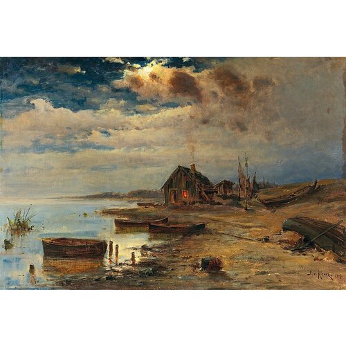 "Сумерки на Балтийском побережье", Клевер Ю. Ю, картина для интерьера (репродукция) (85х57 см / на подрамнике)