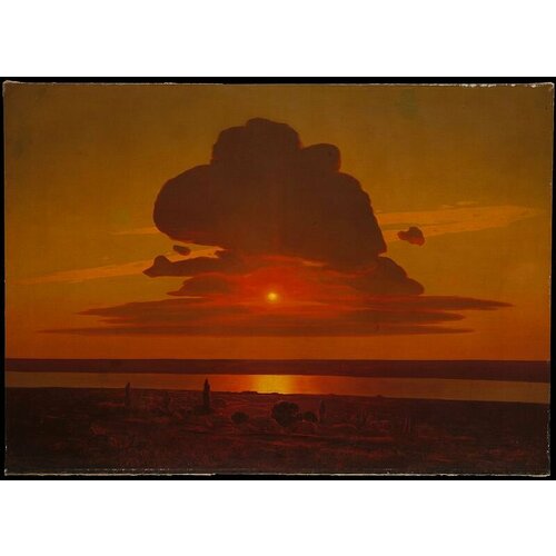 "Красный закат на Днепре", Куинджи А. И, картина для интерьера (репродукция) (55х39 см / на подрамнике)