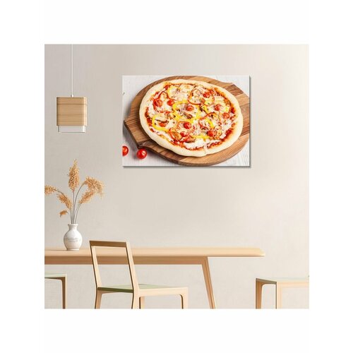 Картина на холсте с подрамником Пицца на светлом фоне 50х70
