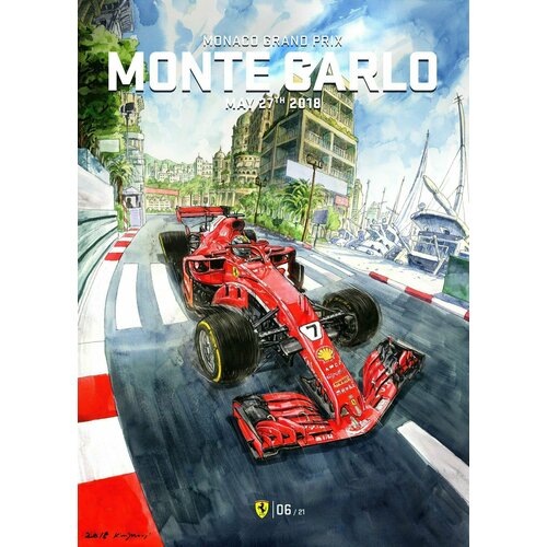 Плакат, постер на бумаге F1 Ferrari Monte Carlo. Размер 30 х 42 см