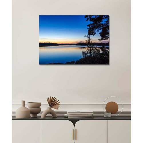 Картина/Картина на холсте для интерьера/Картина на стену/Картина для кухни/ - Швеция/Озеро Меларен (1) 50х70