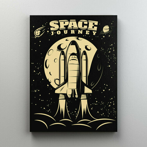 Интерьерная картина на холсте "Винтажный постер - космическая миссия" размер 22x30 см