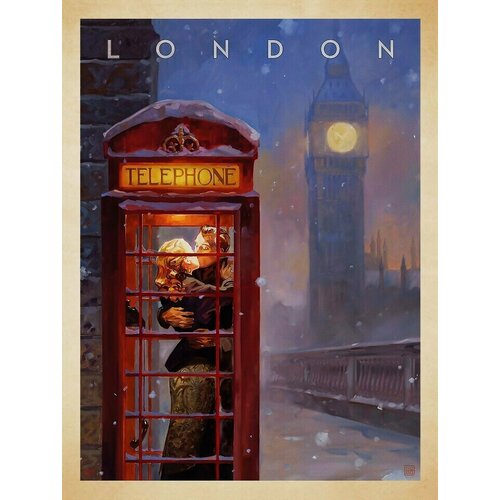 Плакат, постер на холсте London Phone Booth/Лондонская телефонная будка. Размер 30 на 42 см
