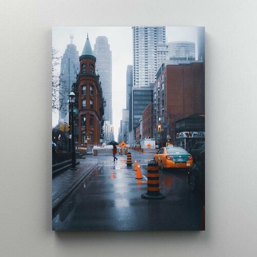 Интерьерная картина на холсте "Дождливая улица в Торонто - Канада" размер 30x40 см