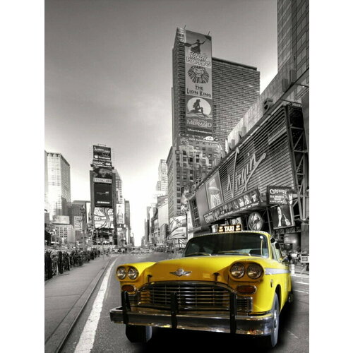 Плакат, постер на бумаге Taxi yellow/Такси/искусство/арт/абстракция/творчество. Размер 30 на 42 см