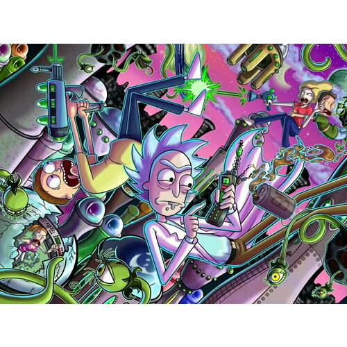 Плакат, постер на холсте Rick And Morty/Рик и Морти/комиксы/мультфильмы. Размер 30 х 42 см