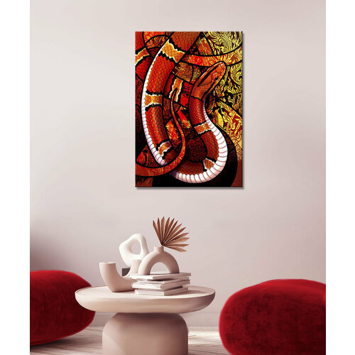 Картина - змея, арт, красная змея (104) 50х70