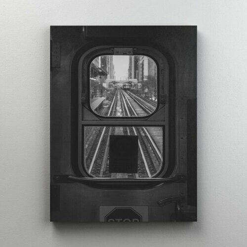 Интерьерная картина на холсте "Вид из окна вагона" размер 22x30 см