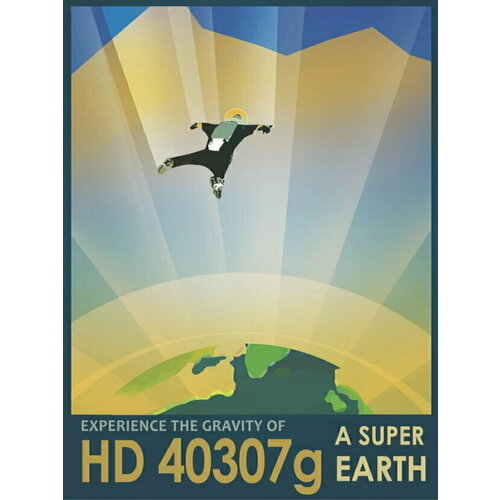 Плакат, постер на бумаге Space: HD 40307g/Экзопланета/искусство/арт/абстракция/творчество. Размер 21 х 30 см