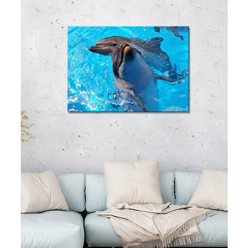 Картина - дельфин, экзотический дельфин, живая природа, дельфин в море (13) 30х40
