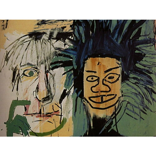 Плакат, постер на бумаге Basquiat J. M/Баския Жан-Мишель-Две головы на золоте/искусство/арт/абстракция/творчество. Размер 60 х 84 см