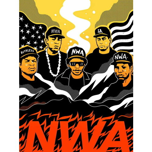 Плакат, постер на бумаге N. W. A/музыкальные/поп исполнитель/артист/поп-звезда/группа. Размер 60 х 84 см