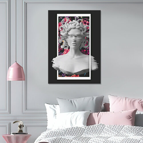 Картина на холсте для интерьера - "Медуза Горгона, цветы 50х70"