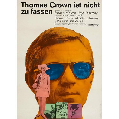Плакат, постер на холсте Афера Томаса Крауна (The Thomas Crown Affair, 1968г). Размер 30 х 42 см